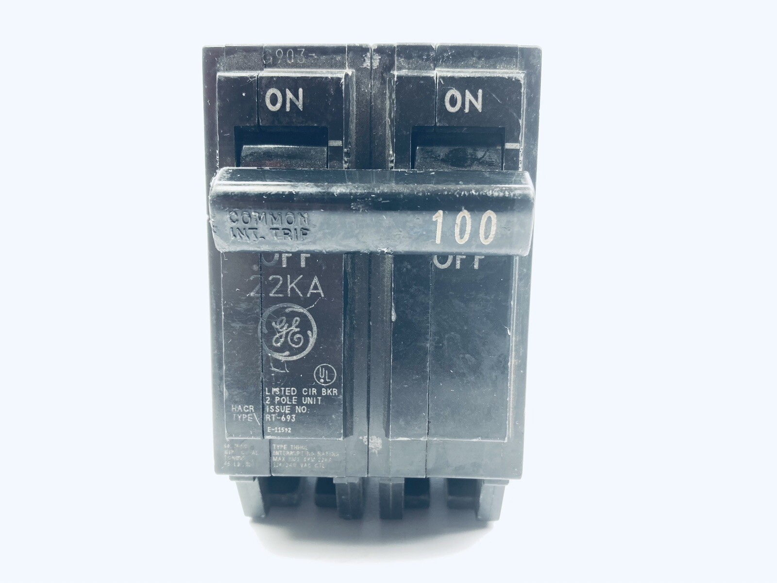 GE 2 POLE TYPE RT-693 100 AMP 120/240 V E-11592 THHQL INTERRUPTING ...