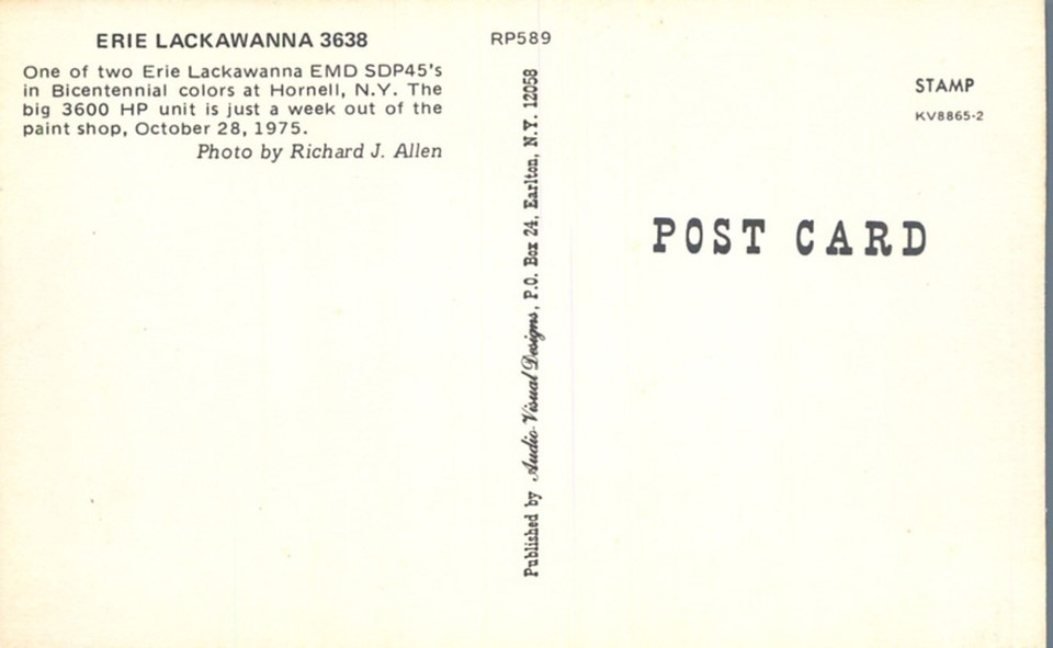 Erie Limited Lackawanna 3638 Bicentennial Colors Hornell New York 1975 ...