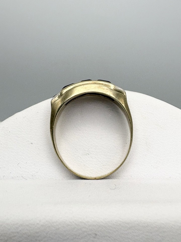 Mens Antique 8k Yellow Gold Amythst & White Spinel Ring Bezel Set ...