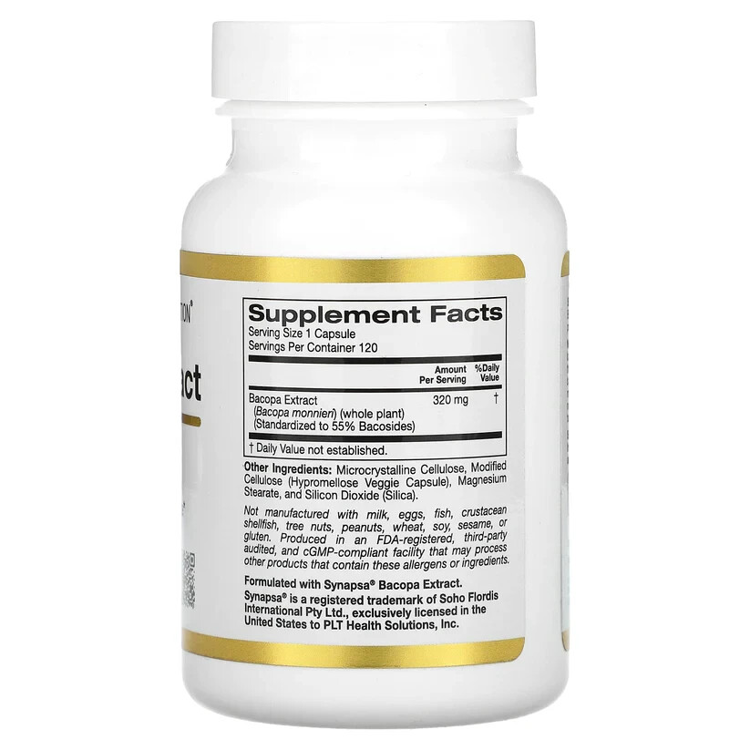 California Gold Nutrition Bacopa Extract Memory Support Cognitive ...