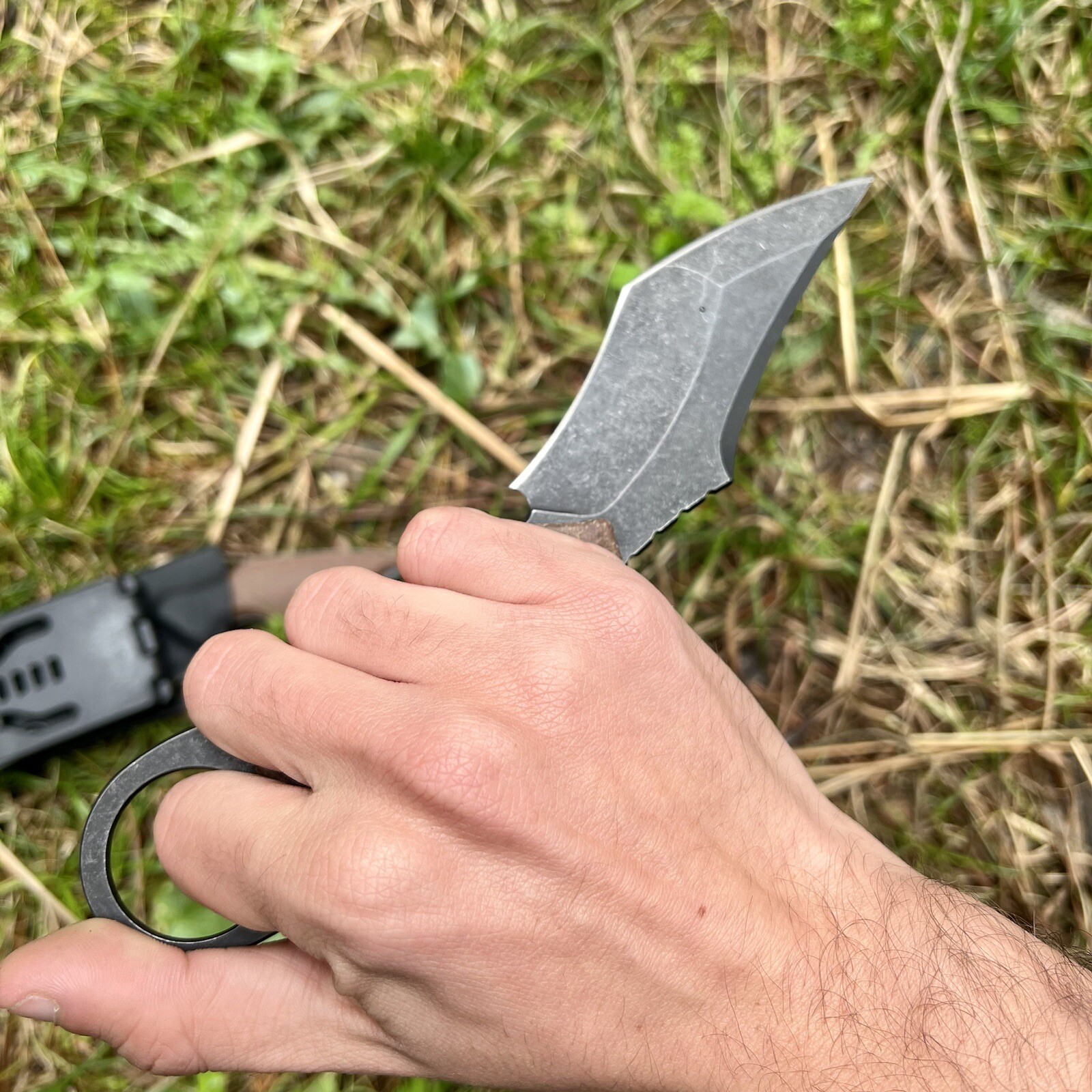 Karambit Style Knife Steel D2 Kydex Case Tactical Army Ring Knife Edc G10