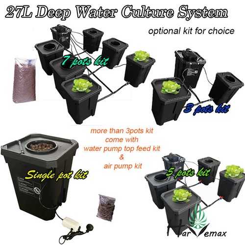HYDROPONICS DWC 1/3/5/7 27L DEEP WATER CULTURE SYSTEM GROW TENT SQUARE ...