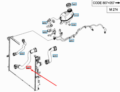 NEW MERCEDES-BENZ C W205 RIGHT COOLANT PIPE HOSE A2055012882 OEM NO ...