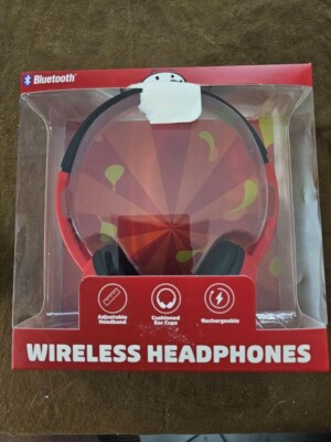 Pringles Wireless Red Headphones Bluetooth Rechargeable Cushioned Ear ...