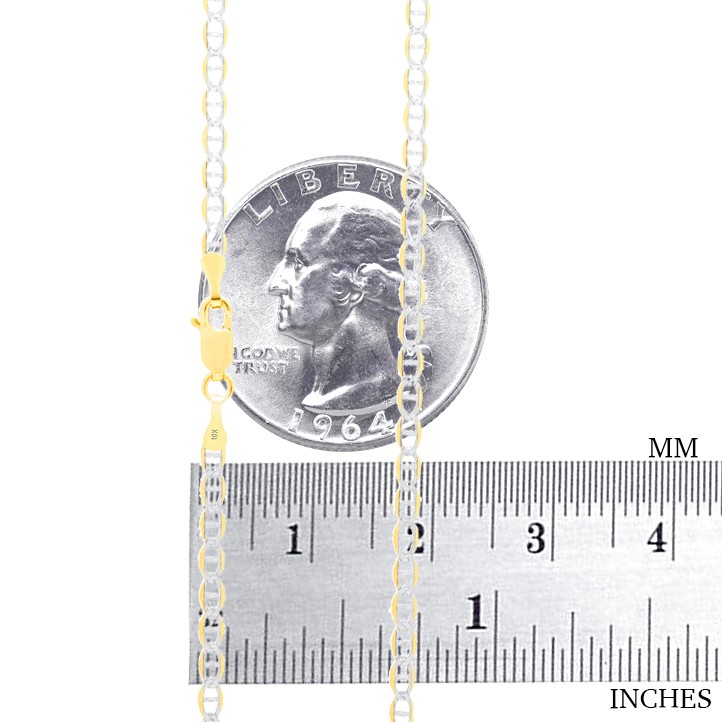 10K Yellow Gold Solid Men 3mm Pave Diamond Cut Mariner Anchor Chain ...