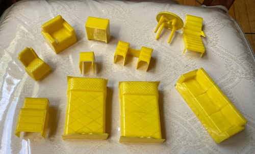 Vintage MARX 9 Piece MCM Dollhouse Bedroom Furniture Set Dressers Chair ...