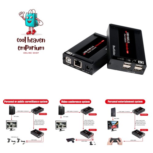 USB Extender Over Cat5e/6 Up to 262Ft.80m, with 4 .0 Ports Extender ...