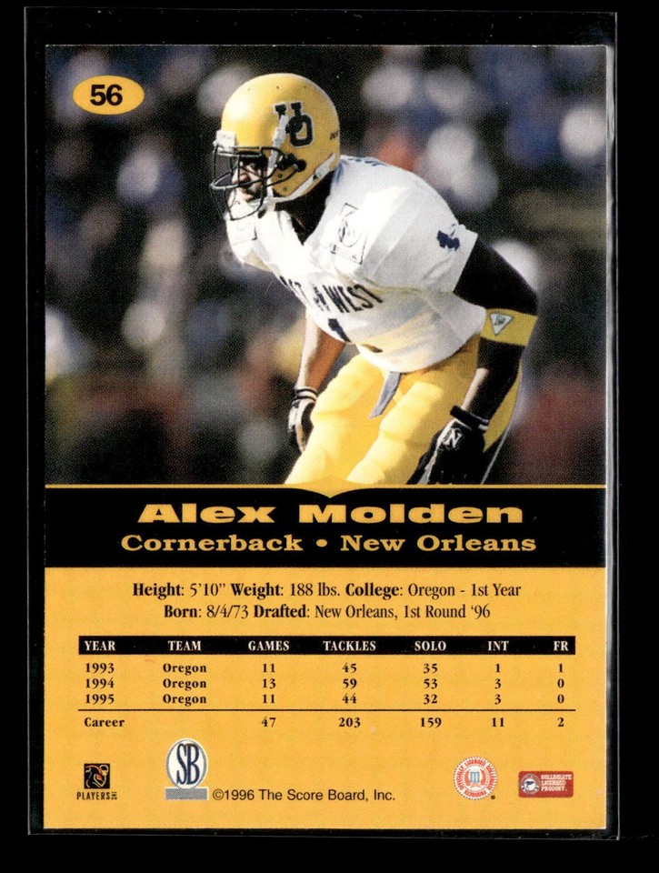 1996-97 Score Board All Sport PPF Gold #56 Alex Molden New Orleans ...