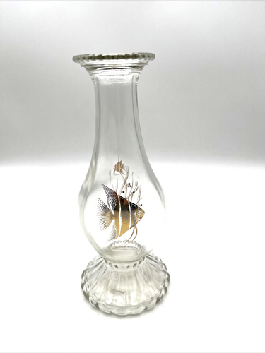 AVON Angel Fish Perfume Bottle Vase Clear glass 7 1/8 in tall Gold ...