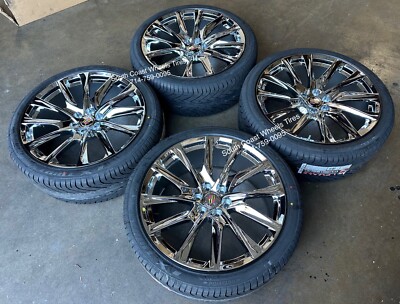 24'' Escalade Platinum CHROME FR98 WHEELS TIRES Silverado Tahoe Sierra ...
