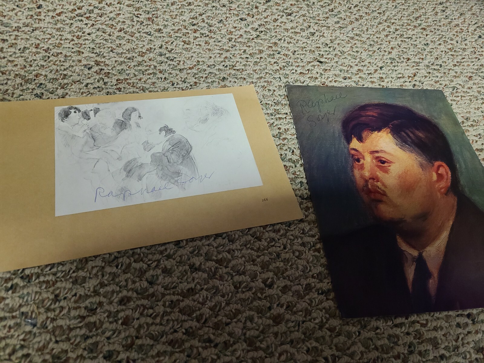 RAPHAEL SOYER PRINT ART SIGNED IN INK lot of 2 autographs art dealer ...