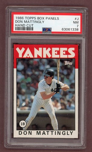 1986 TOPPS BOX PANELS # J DON MATTINGLY YANKEES PSA 7 NM HAND CUT ...