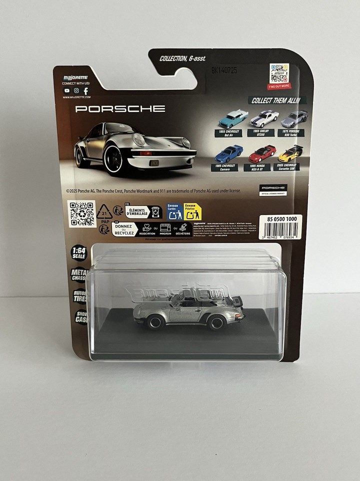 Majorette Collection 1975 PORSCHE 930 TURBO 1:64 Silver Show Case New ...