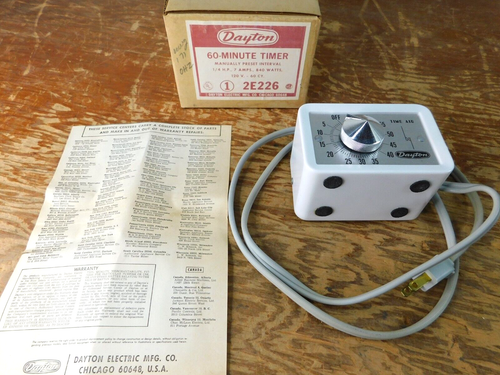 Dayton 2E226 corded 60-Minute Timer 1/4 HP 7 Amps 840 Watts 120 V NIB ...