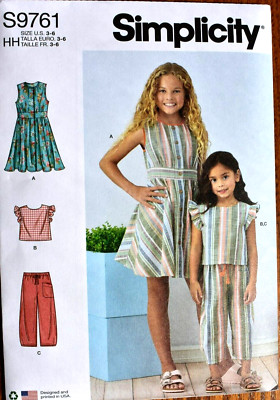 SIMPLICITY PATTERN 9761 DRESS PANTS TOP GIRLS SIZES 3 4 5 6 UNCUT | eBay