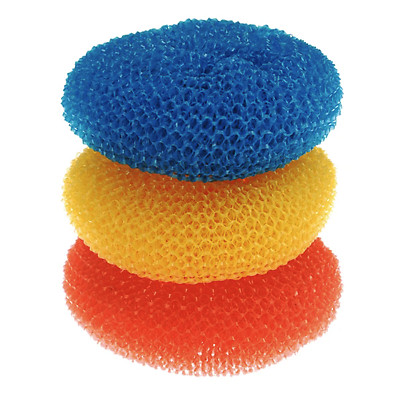 Plastic Mesh Scouring Pads 3 Pk Non-Scratch for Dishes Assorted Colors ...