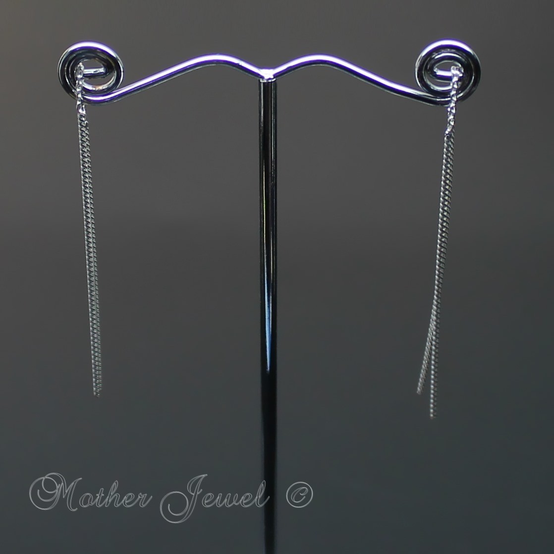 REAL SOLID 925 STERLING SILVER SIMPLE STRAIGHT BAR THREAD DANGLE ...