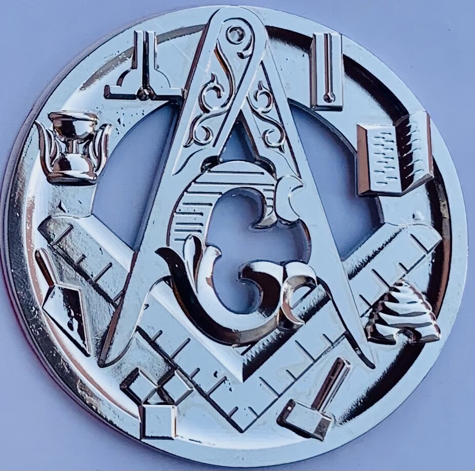 Masonic Metal Chrome Silver Auto Cut Out Car Emblem Freemasonry Mason ...