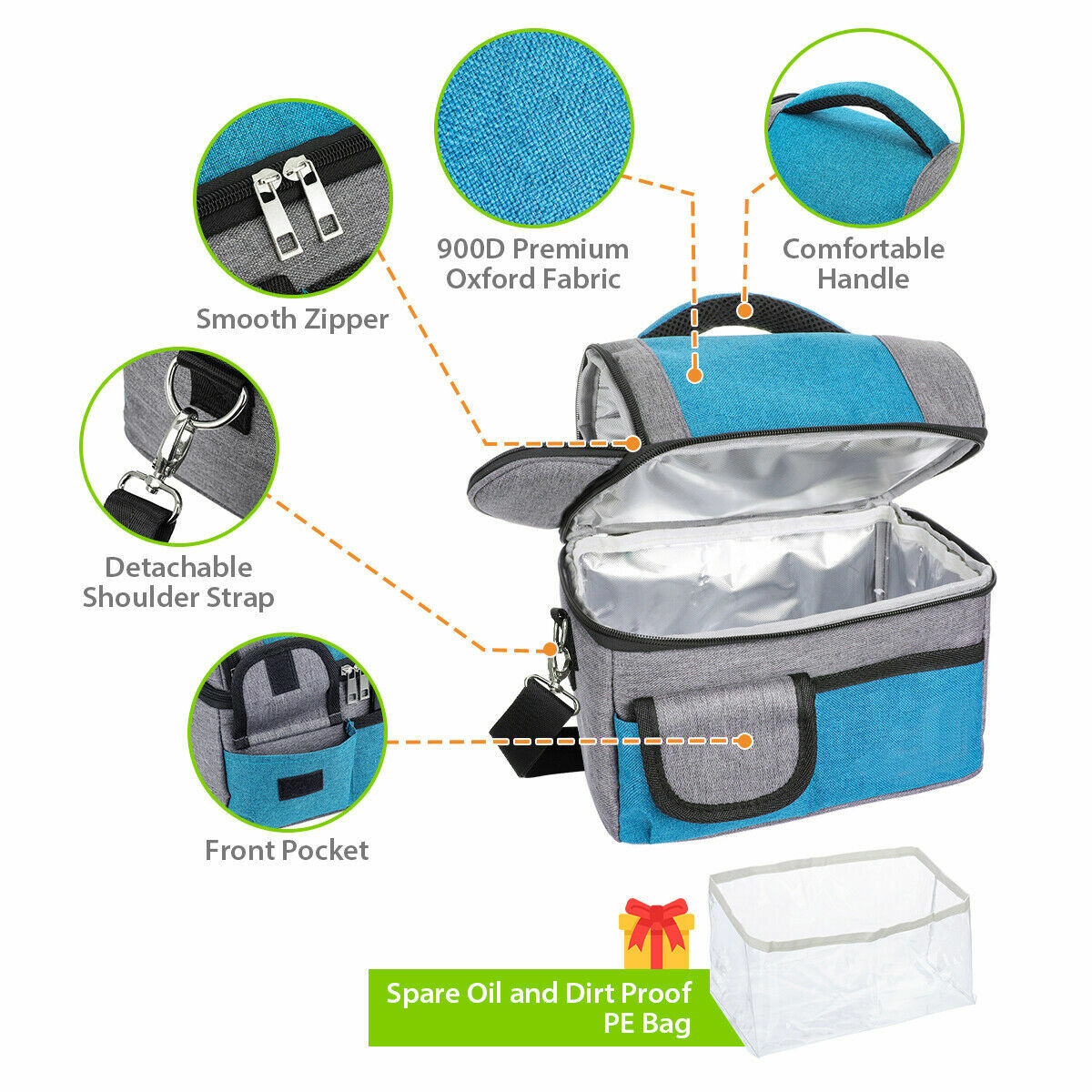 Portable Insulated Thermal Cooler Bento Lunch Box Tote Picnic Storage ...