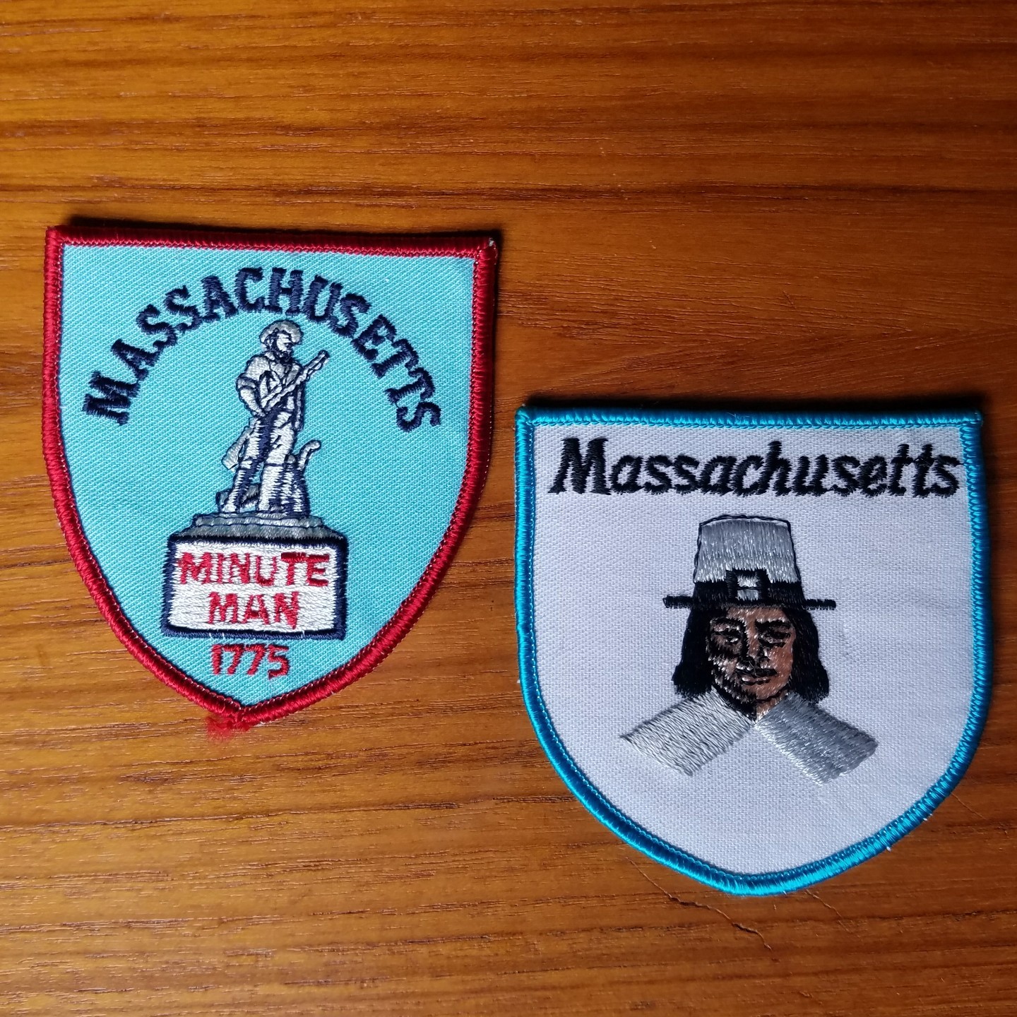 Lot Of Two Patches State of Massachusetts Minute Man 1775 and Pilgrim ...
