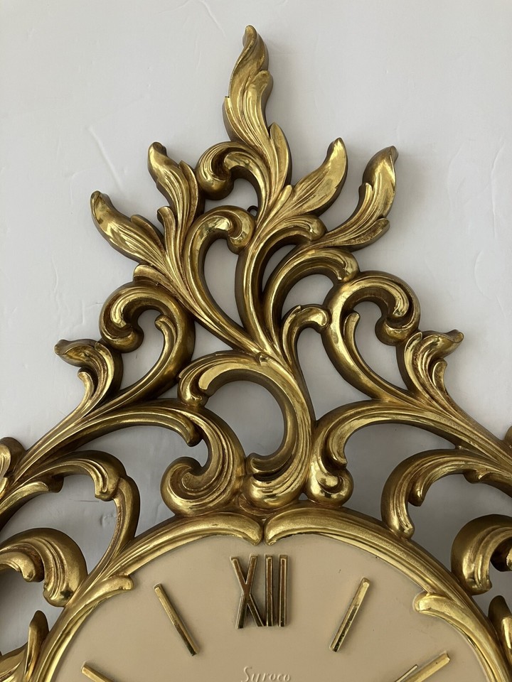 Vintage 1964 SYROCO Mid Century Ornate Hollywood Regency Quartz Wall ...