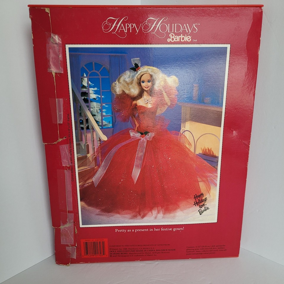 Vntg Barbie 1988 Happy Holidays Doll 1st Special Edition Mattel 1703 ...