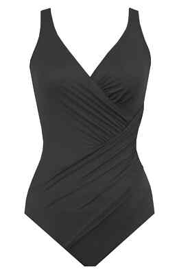 Miraclesuit Black Oceanus One-Piece Swimsuit L46910 Womens Size 16DD | eBay