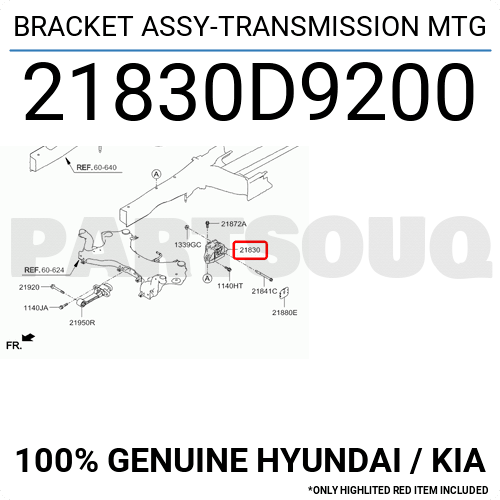 21830D9200 Genuine Hyundai / KIA BRACKET ASSY-TRANSMISSION MTG | eBay