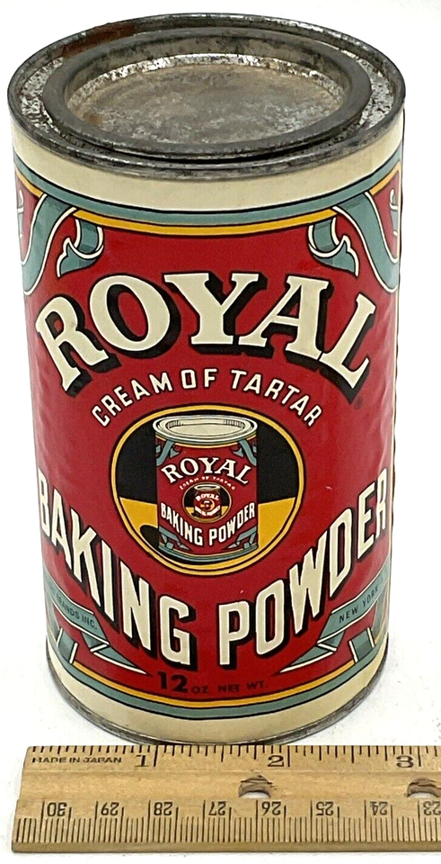 Vintage 1963 Tin Royal Baking Powder Paper Label 12 oz Standard Brands ...