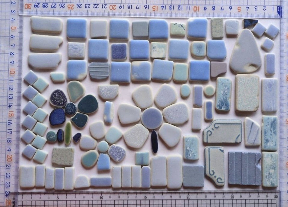 Genuine Surf Tumbled sea glass from japan pottery tile About 10 mm to ...