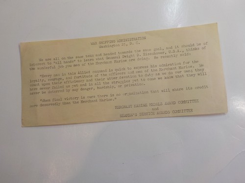 WW2 Merchant Marine Document General Dwight Eisenhower Wonderful Job WW ...
