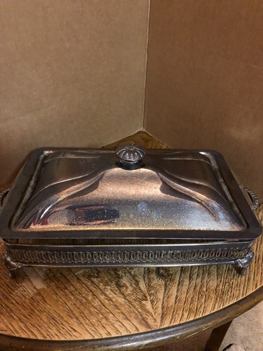 Vintage Victorian Footed Silverplate Casserole Holder With Lid & Pyrex ...