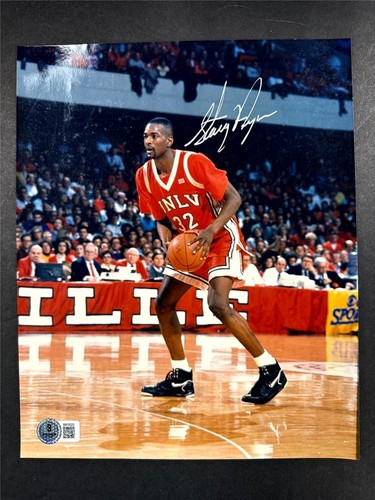 Stacey Augmon FULL Autograph signed UNLV 8x10 Photo Hawks ~ BAS Beckett ...