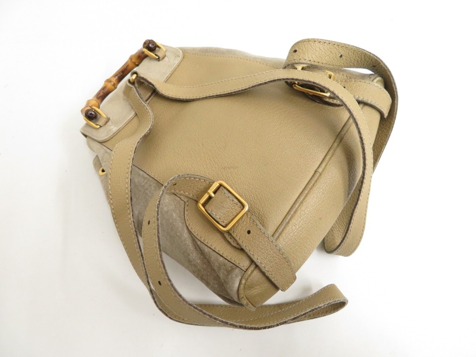 Authentic GUCCI Bamboo Suede Leather Backpack Bag #40800 | eBay