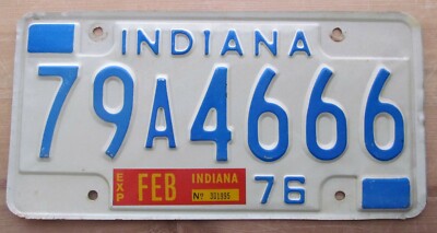 Indiana 1976 TIPPECANOE COUNTY License Plate HIGH QUALITY # 79A4666 | eBay
