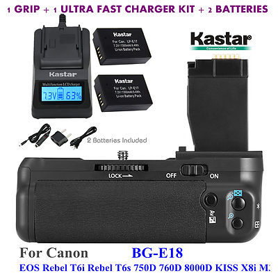 BG-E18 Battery Grip, LP-E17 Battery, Charger for Canon EOS Rebel T6i, Rebel T6s | eBay