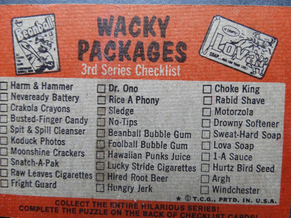 1973 Topps Wacky Packages 3rd Series Trading Cards Complete Your Set ...