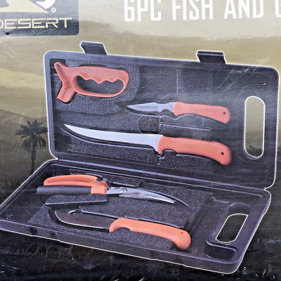 NIB 6-PIECE FISH & GAME PROCESSING KIT - INCLUDES HUNTING KNIFE, FILET ...