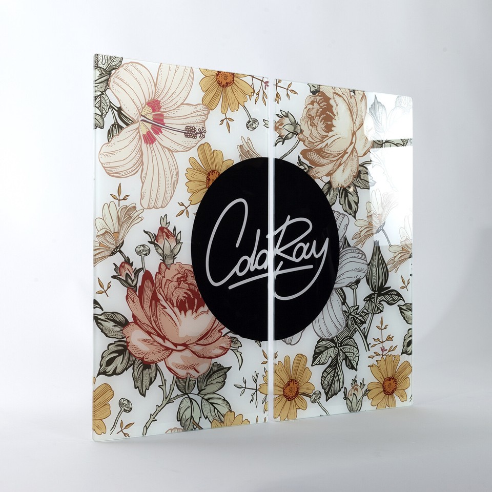 Tempered Glass Worktop Saver Pink forest animals pink and beige 2x30x52 ...