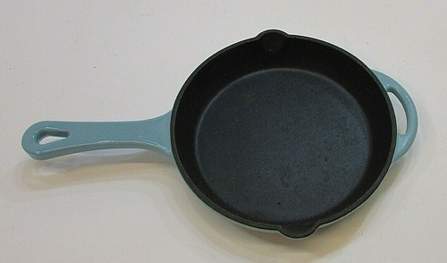 Vintage 1980's Small 6.5" Threshold Brand Blue Enamel Cast Iron Skillet ...