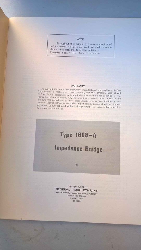 GenRad Type 1608-A Impedance Bridge Instruction Manual | eBay