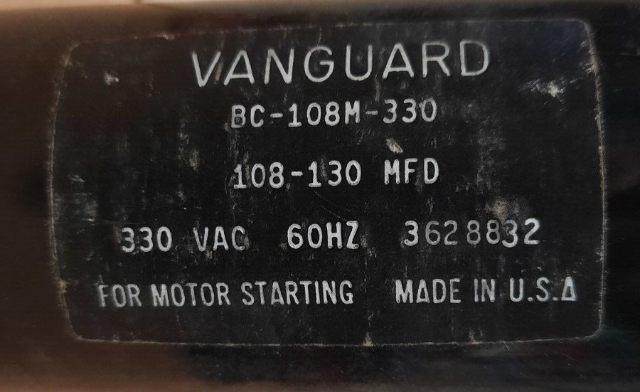VANGUARD #BC-108M-330 CAPACITOR (108-130MFD, 330VAC) J243F | eBay