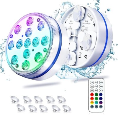 Submersible LED Lights Waterproof Pool Shower Light 16 RGB Dynamic ...