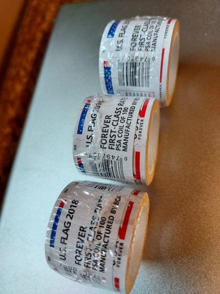 3 Rolls of USPS Forever Stamps 300 Total Never Used First Class Postage ...