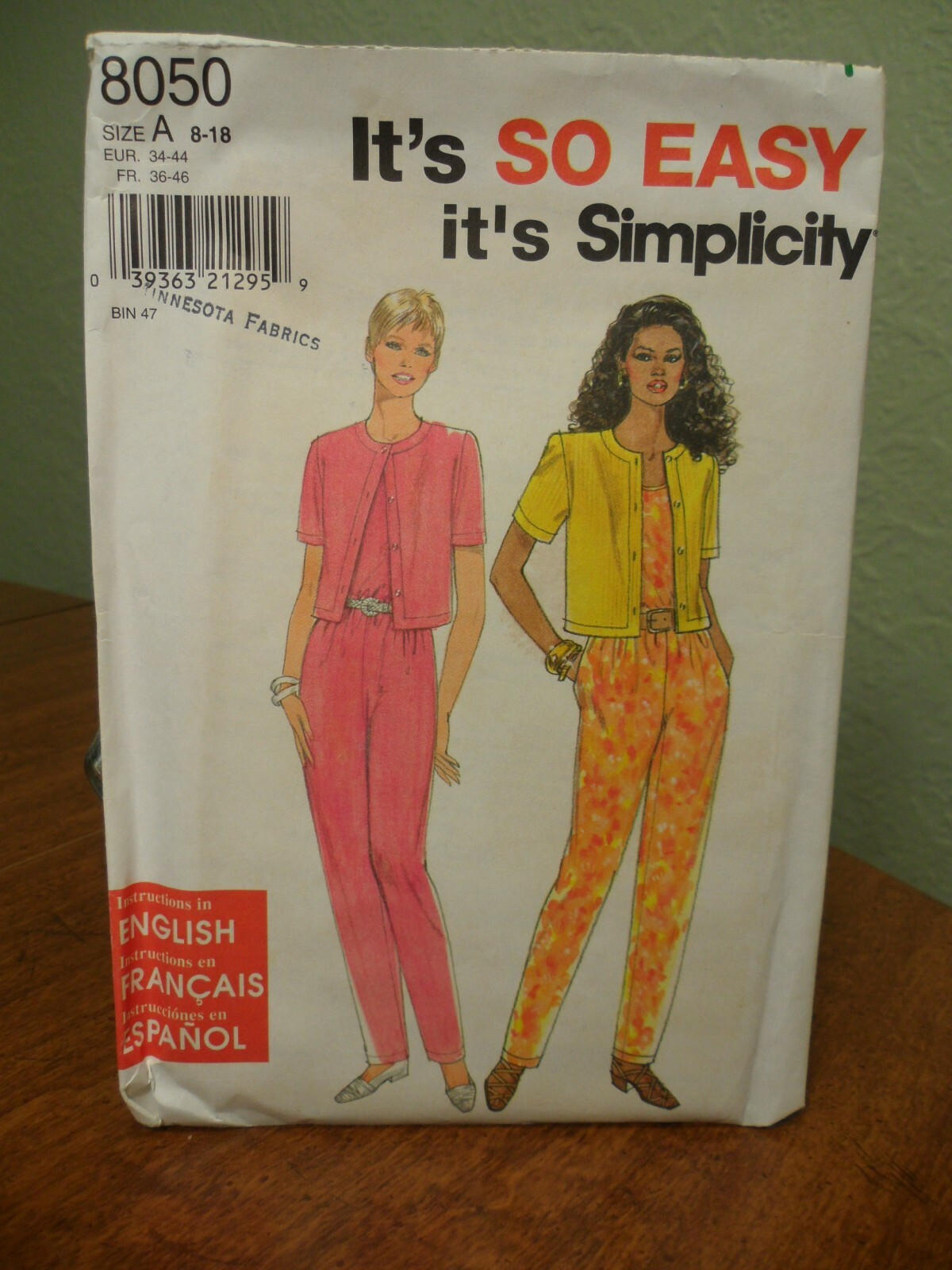 Simplicity Sewing Pattern 8050 Size 8-18 Misses Jumpsuit & Jacket NOS ...