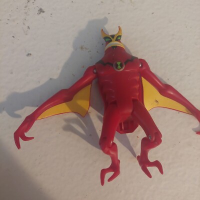 Ben 10 Jetray 4.5" Action Figure 2008 red w/ yellow Cartoon Network ...