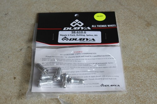 Dubya Bulldog Spline Drive Spoke Nipples 6 Pack Silver Polished Rear ...
