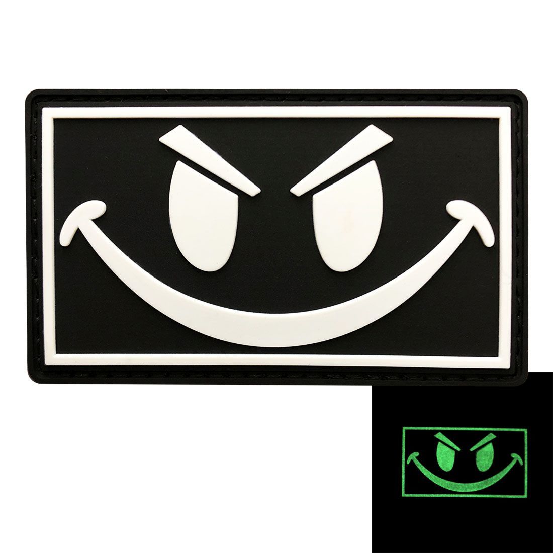 Smiley Face Tactical Patch [Glow Dark-PVC Rubber-3.0 X 1.75 inch -SP7 ...