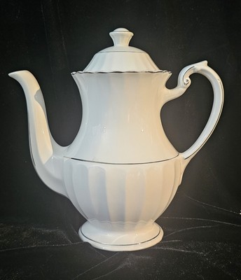 J & G Meakin Coffee Pot with Silver Trim Excellent Classic White | eBay