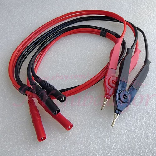1X Kelvin Clip Wires 4mm Banana Clip Cable LCR Meter Test Leads Probes ...